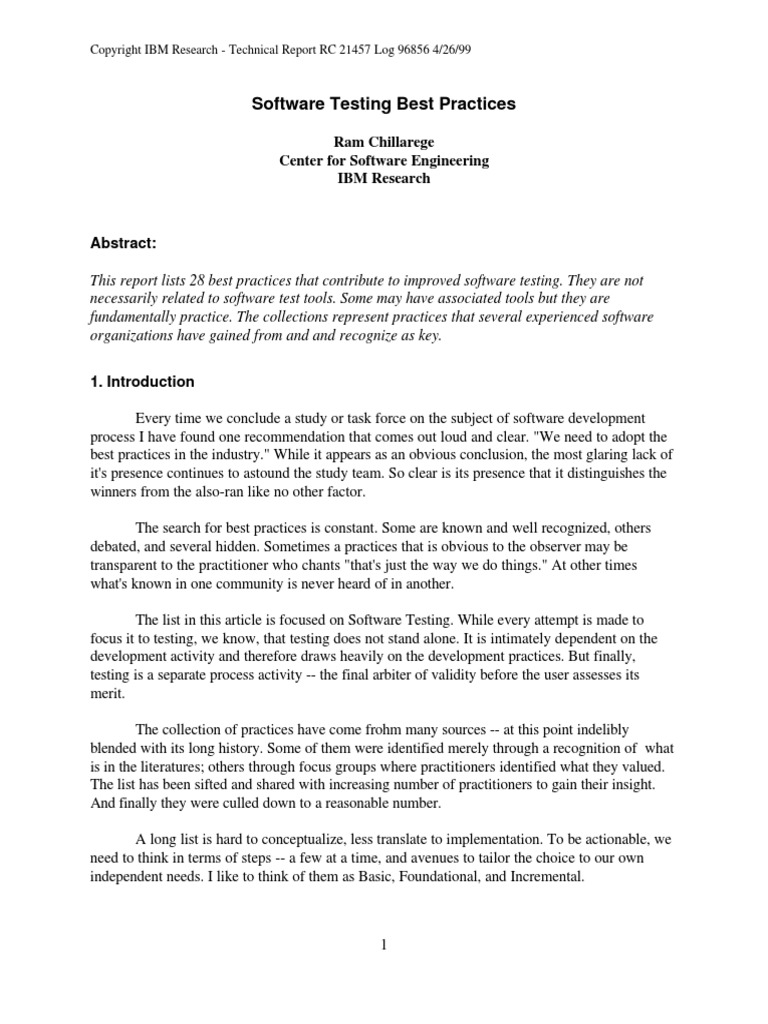 Testing Best Practice | PDF | Business