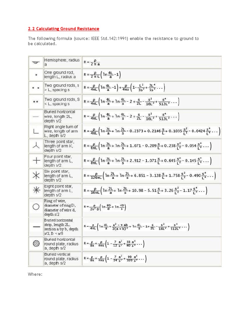 Calculating Ground Resistance | PDF | Electrical Resistivity And ...