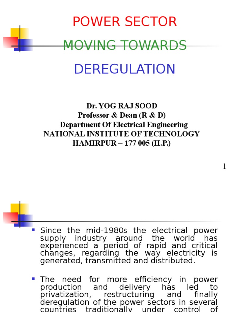 Deregulation in the Power Sector | PDF | Deregulation | Public Utility