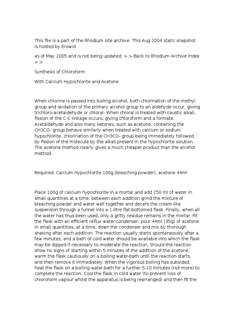 Synthesis of Chloroform | PDF
