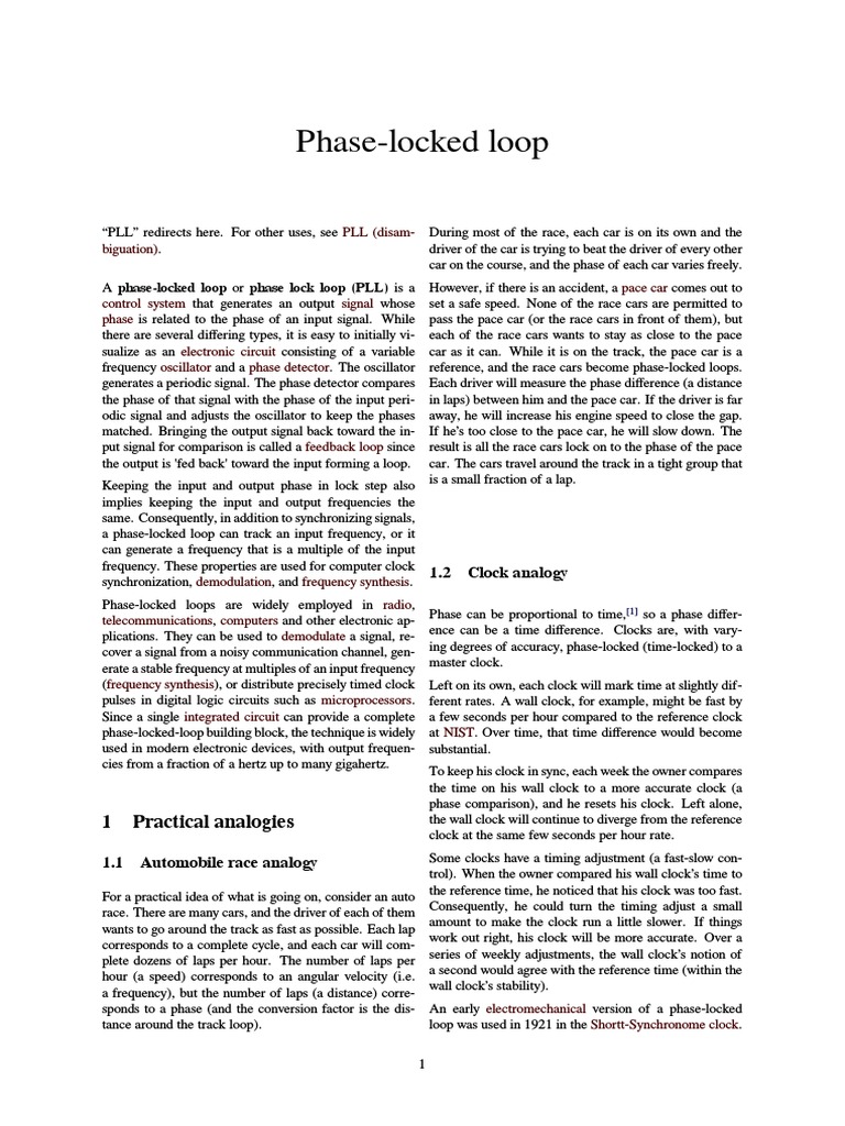 Phase Locked Loop Pdf Detector Radio Electromagnetism
