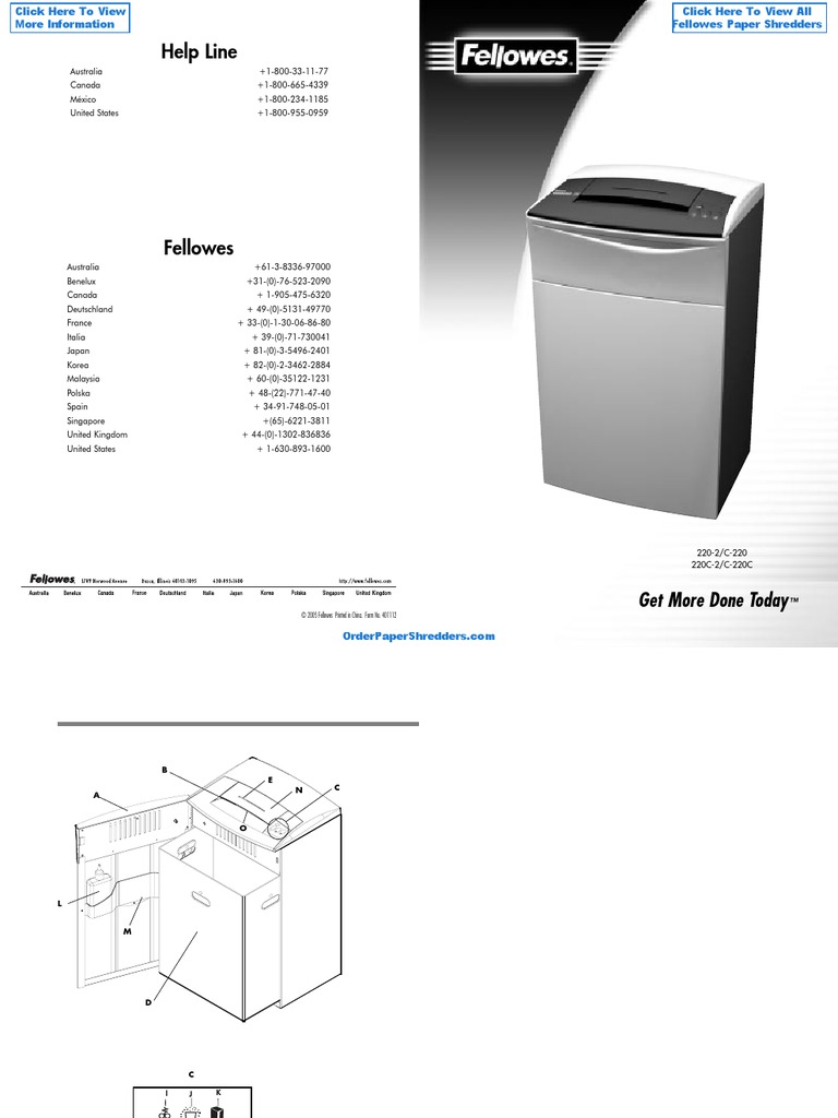 Fellowes Powershred C-220 Commercial Paper Shredder - FEL38221 | PDF ...