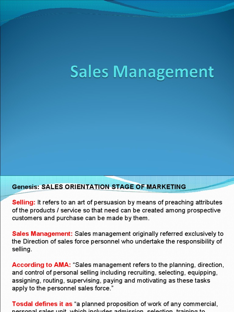 Sales Management | PDF | Sales | Marketing