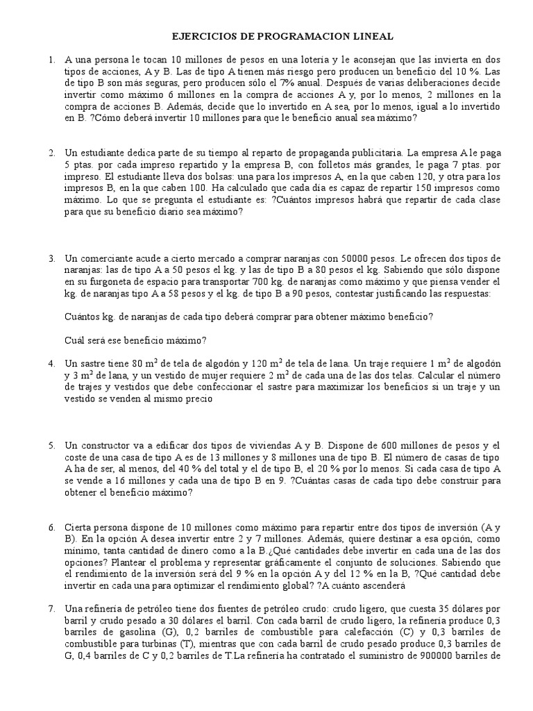 Ejercicios PL | PDF | Oferta (economía) | Aluminio