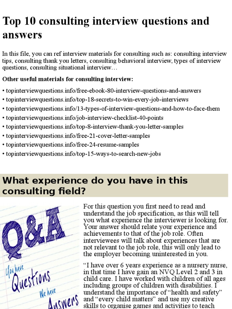 Top 10 Consulting Interview Questions and Answers | PDF | Interview ...