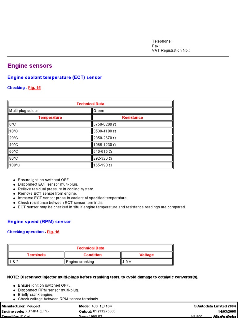 Engine Sensors: Engine Coolant Temperature (ECT) Sensor | PDF