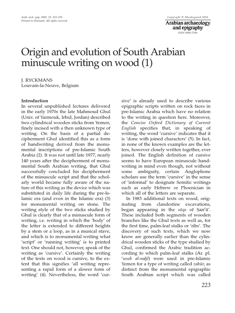 (Volume 12, Issue 2 Arabian Archaeology and Epigraphy) J. Ryckmans ... (Volume 12, Issue 2 Arabian Archaeology and Epigraphy) J. Ryckmans ...