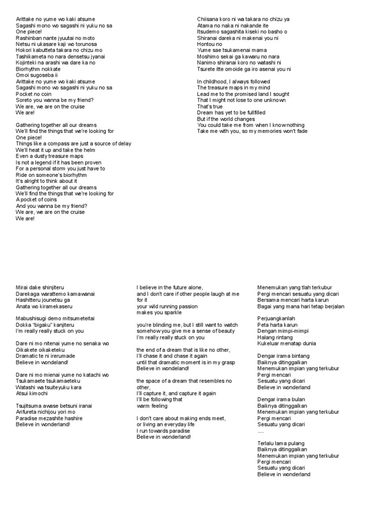 One Piece Lyrics | PDF