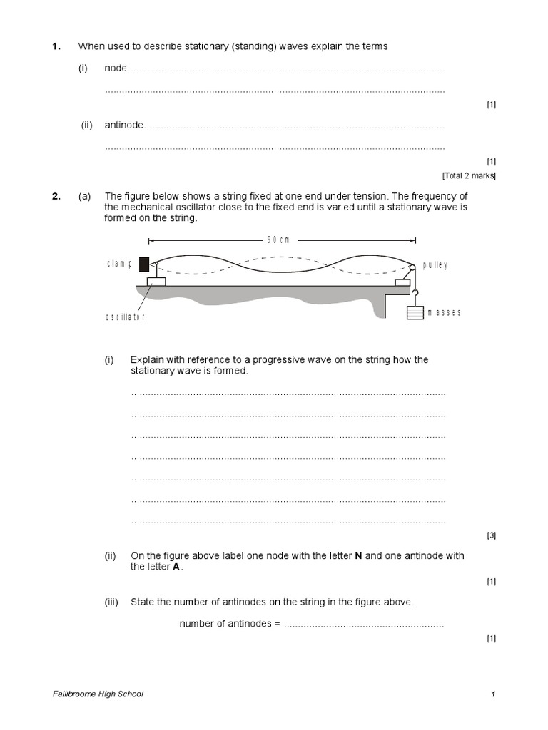 PHY Standing Waves Questions | PDF