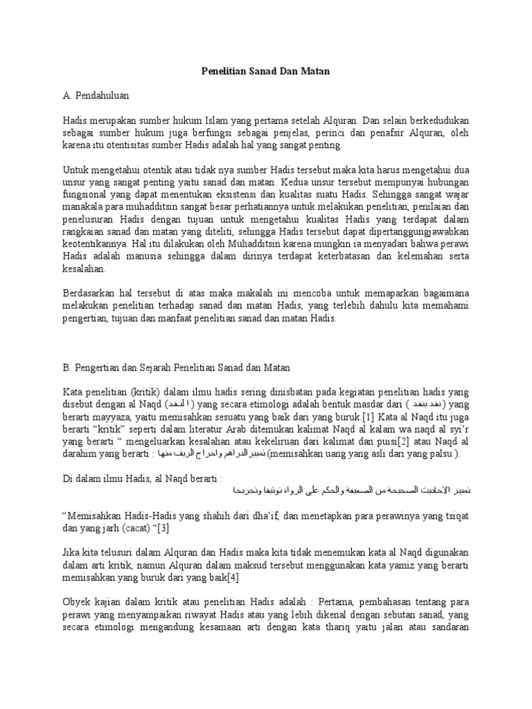 Penelitian Sanad Dan Matan | PDF | Agama & Spiritualitas