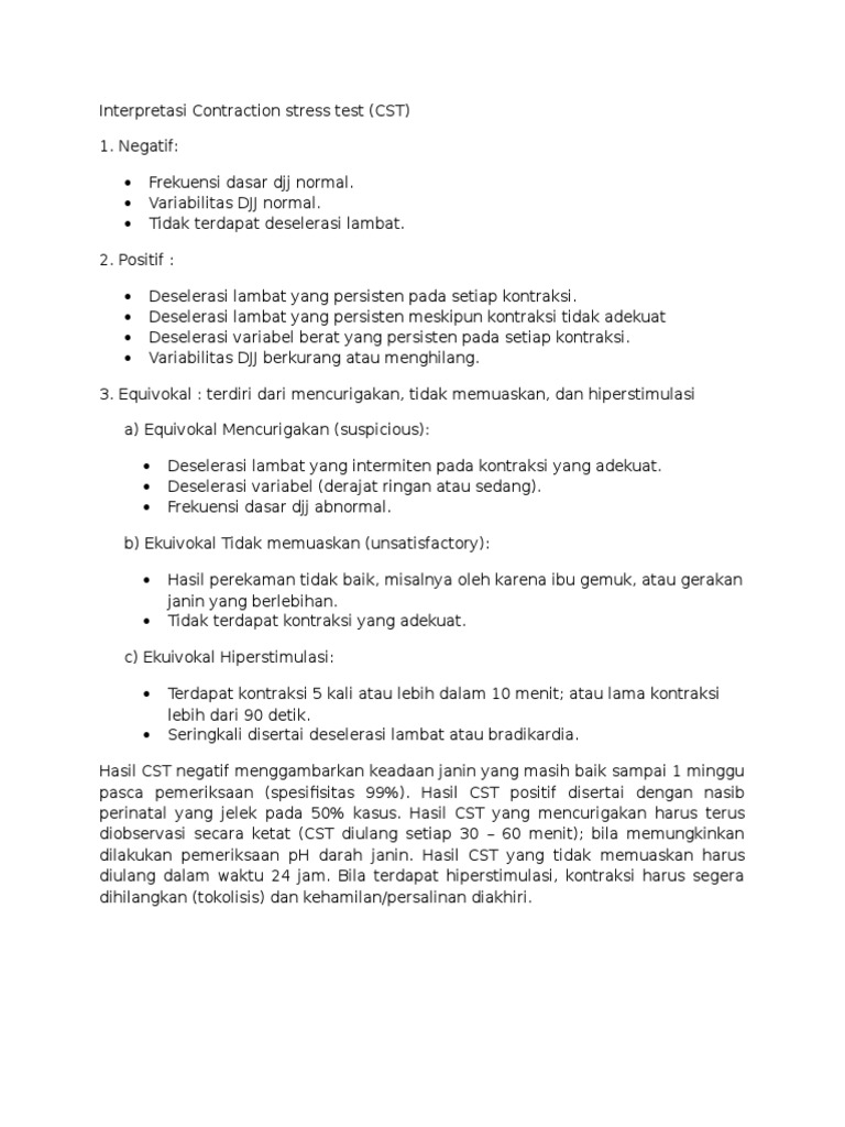 Interpretasi Contraction Stress Test | PDF