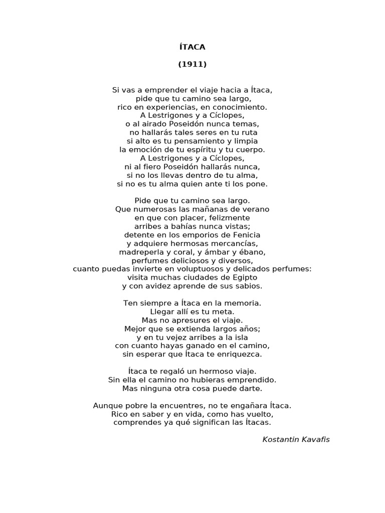 Ítaca - Konstantin Kavafis | PDF | Poesía