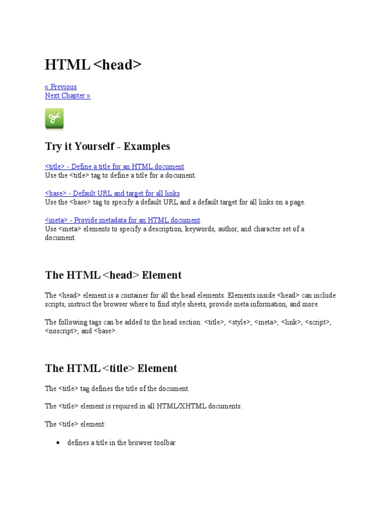 HTML : Try It Yourself - Examples | PDF | Html Element | Html