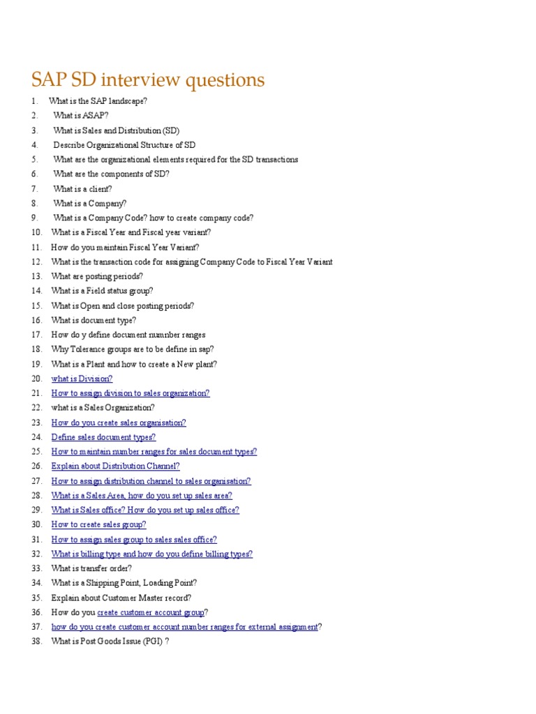 SAP SD Interview Question Bank | PDF | Invoice | Business Process