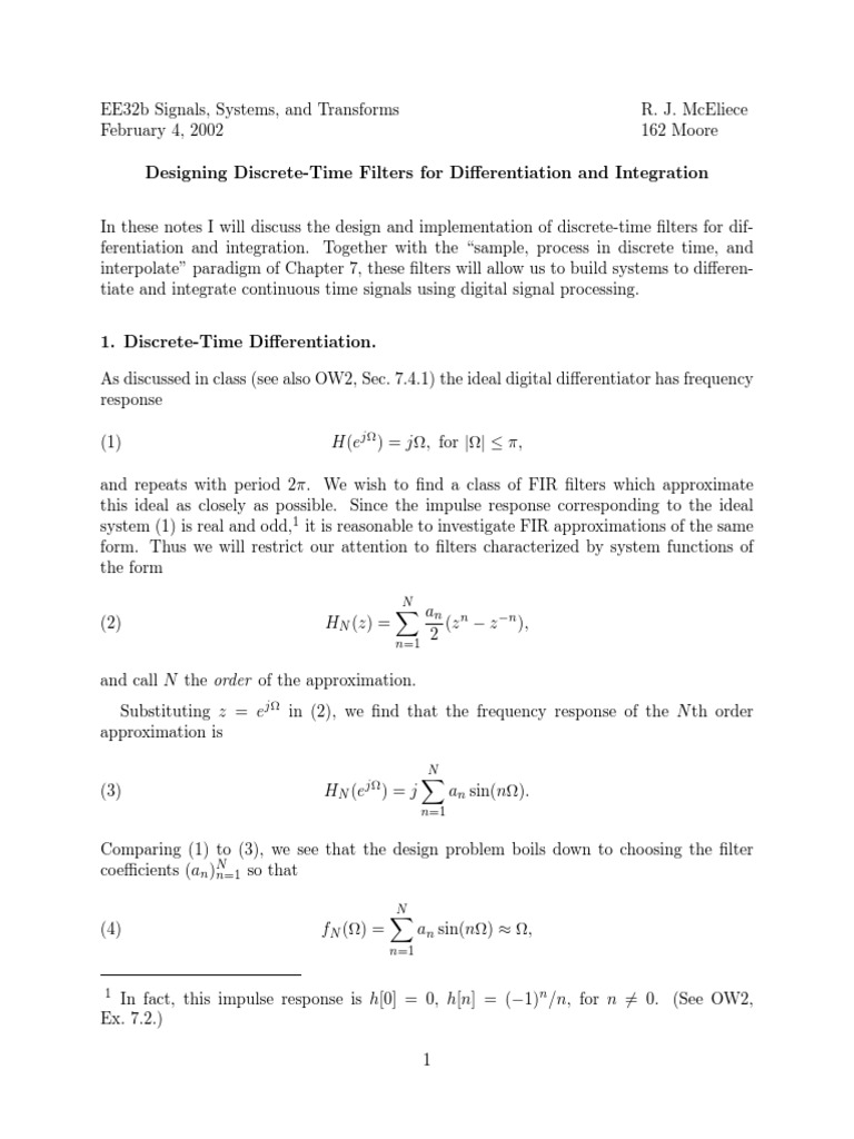 Discrete Differentiator | PDF | Signal Processing | Algorithms