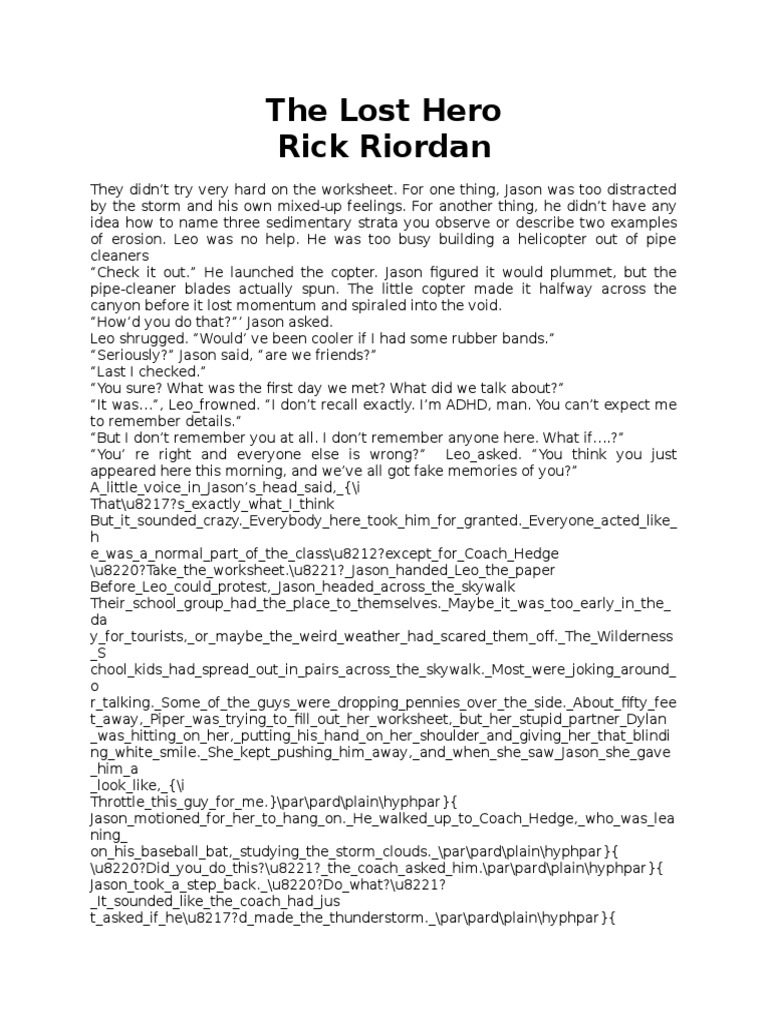 The Lost Hero | PDF | Fantasy Novel Series | Greek Mythology