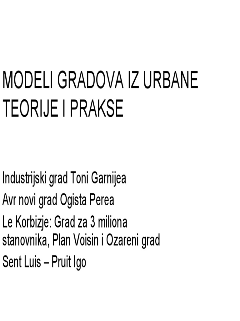 10 Teorijski Modeli Gradova | PDF