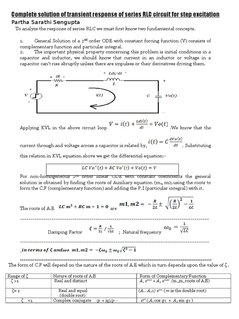 RLC Circuit Transient Response Analysis | PDF | Ordinary Differential ...