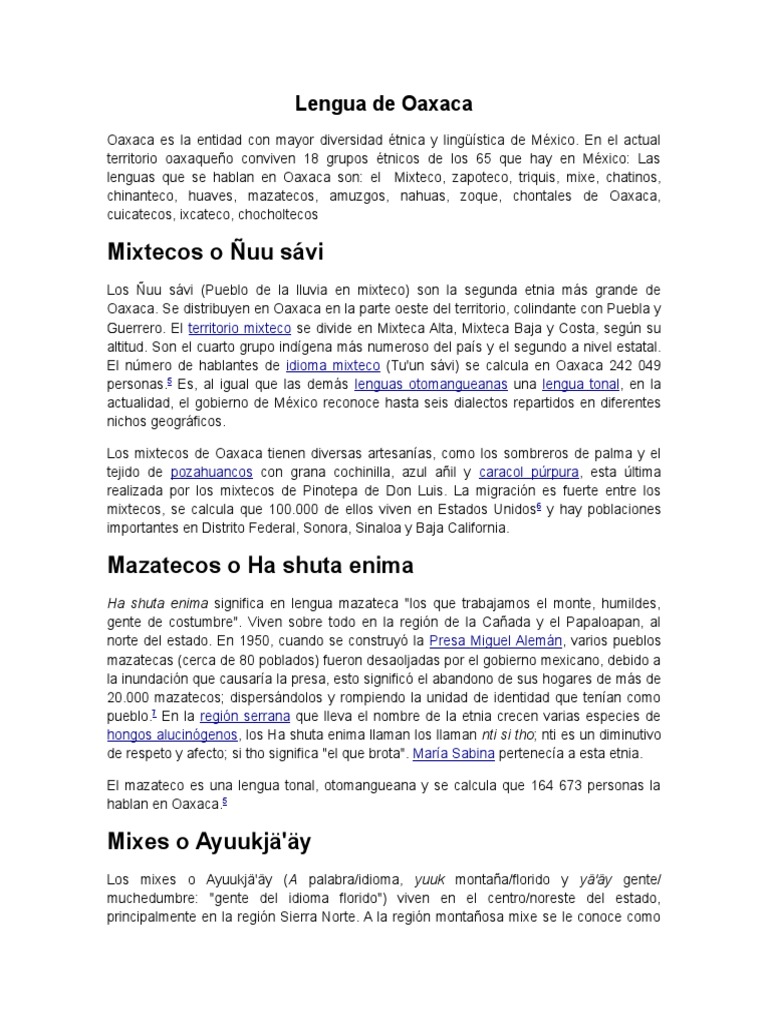 Lengua de Oaxaca | PDF | Pueblos indígenas de América Central | Lingüística