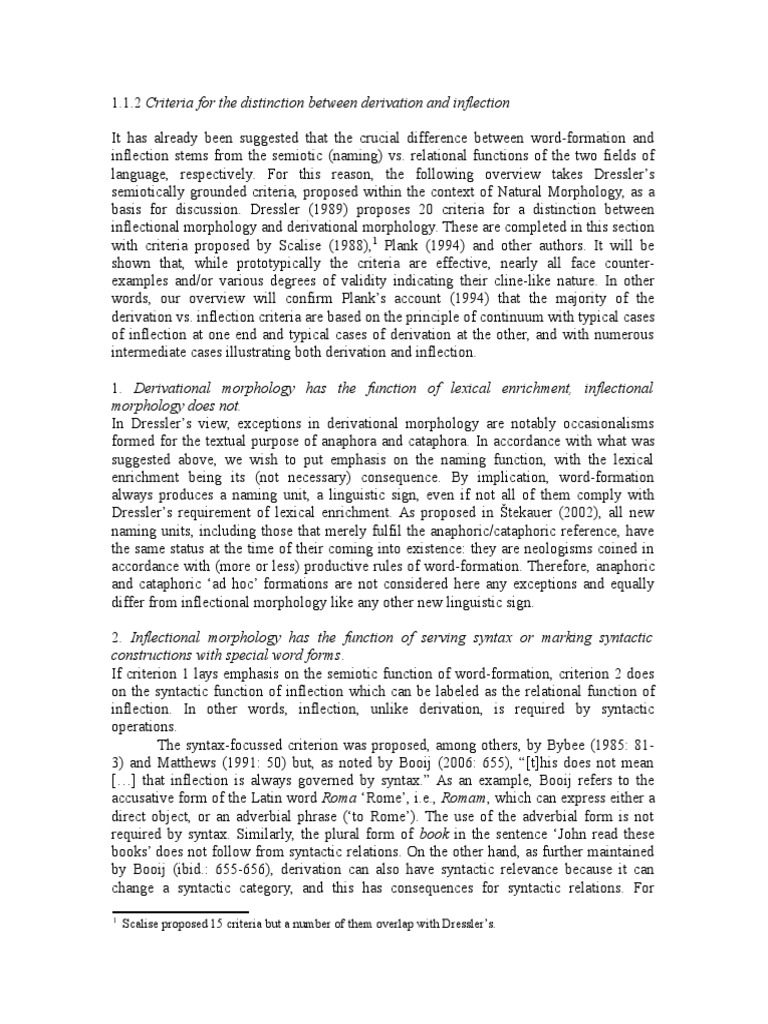 Derivation vs. Inflection | Morphology (Linguistics) | Verb