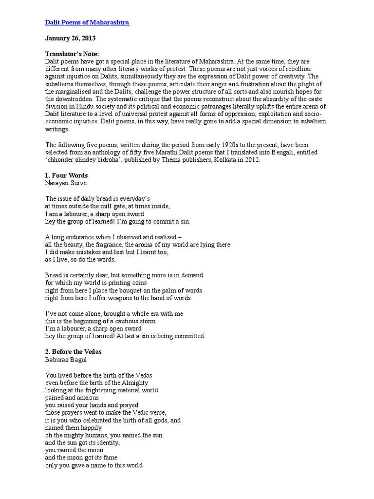 Marathy Dalith Poems | PDF | Dalit | Poetry