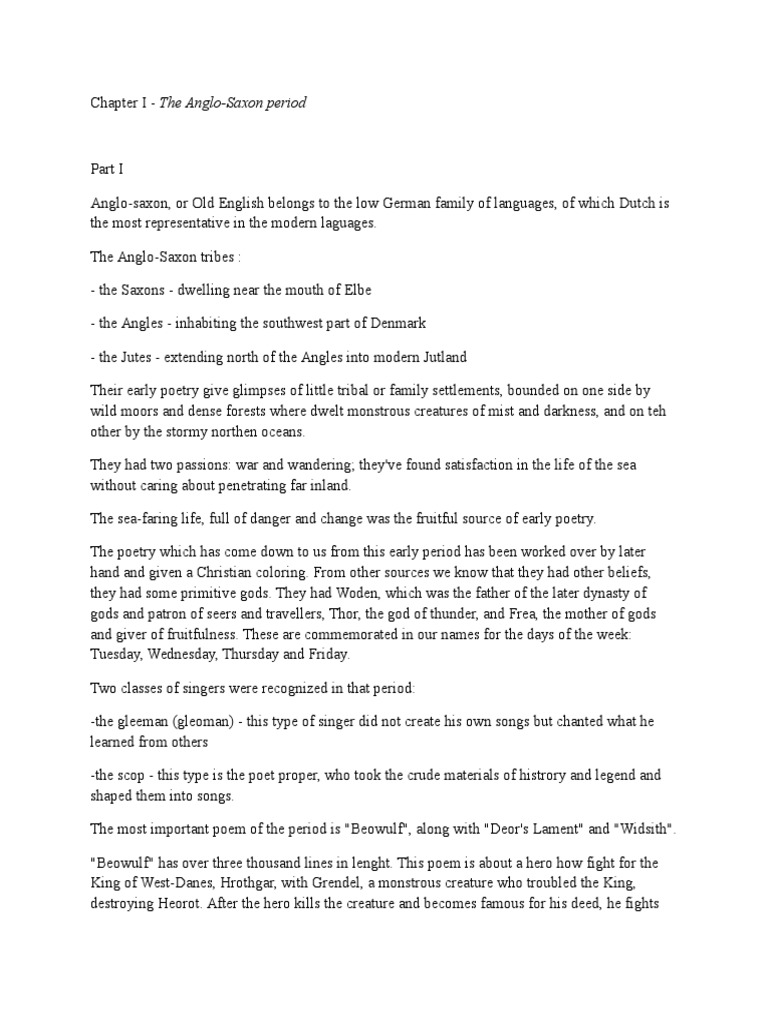 Anglo-Saxon Literature Overview | PDF | Beowulf | Anglo Saxons