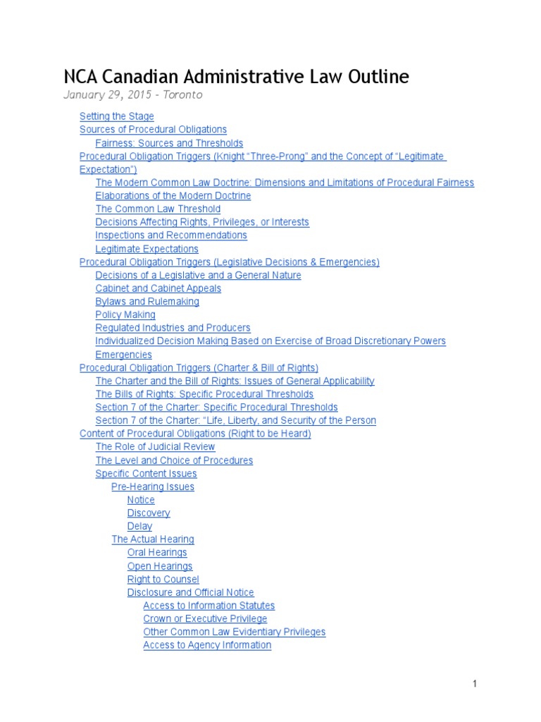 NCA Administrative Law Outline | PDF | Judgment (Law) | Equity (Law)