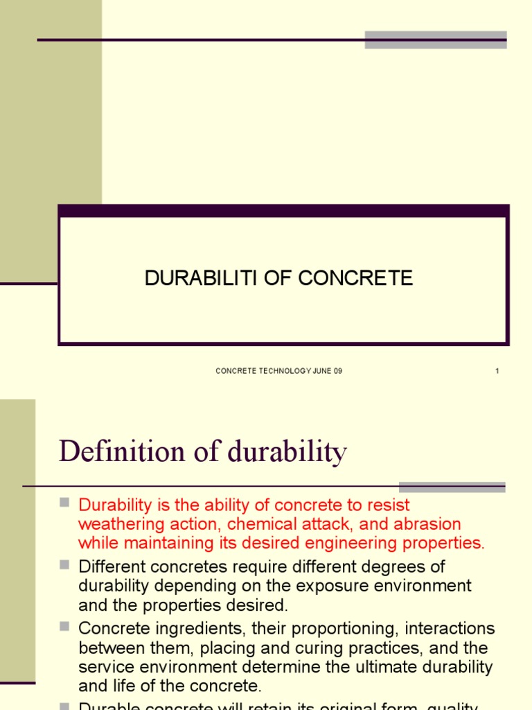 Durability of Concrete | PDF | Corrosion | Concrete