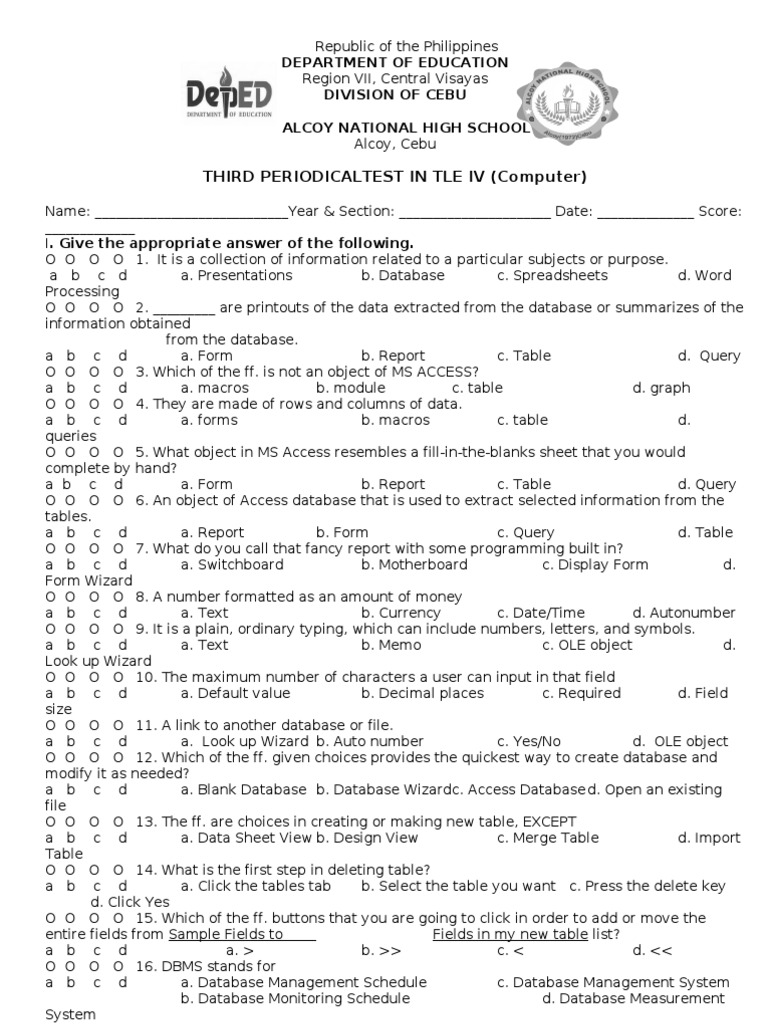 Tle Iv-3rd | PDF | Microsoft Access | Databases