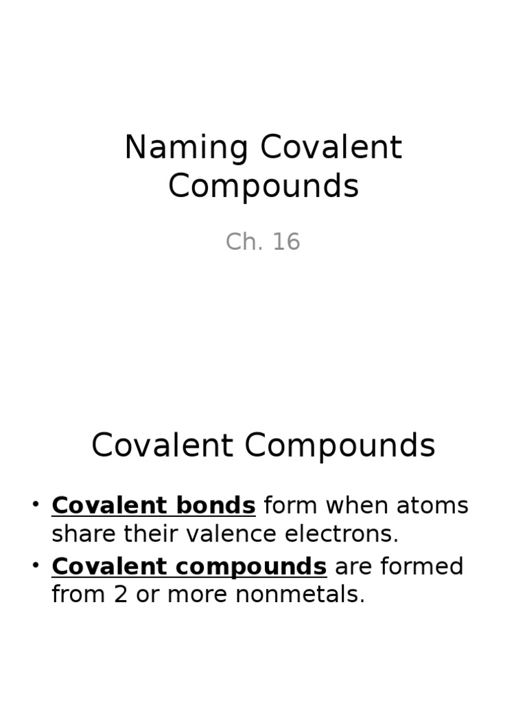 Naming Covalent Compounds | PDF