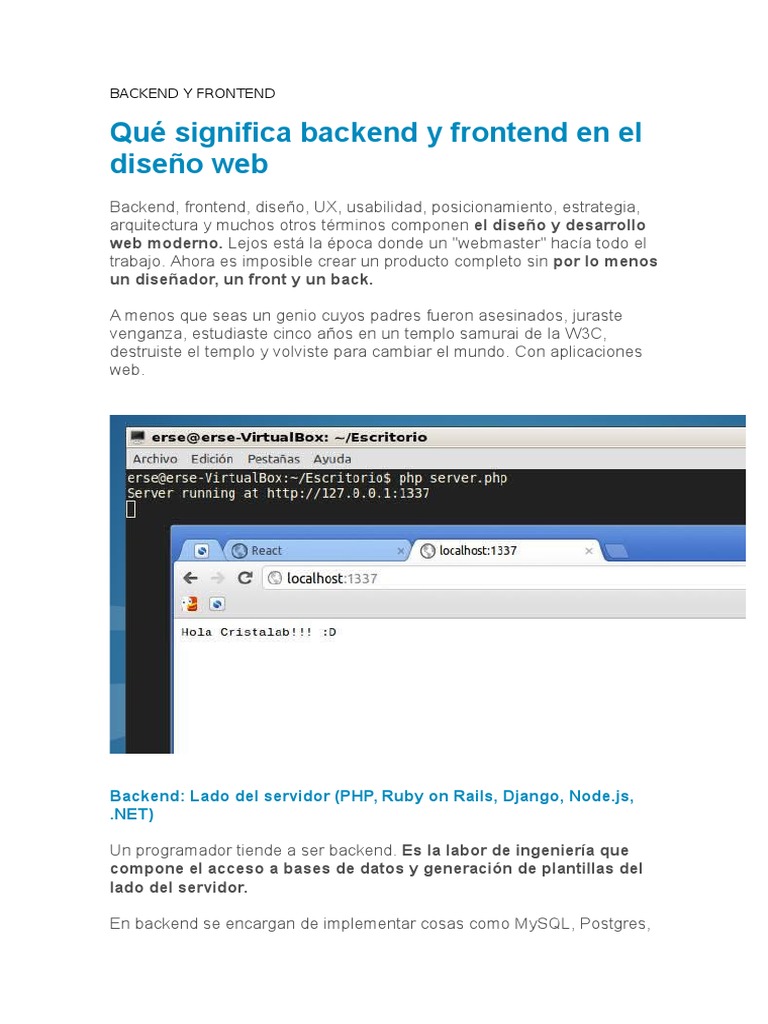 Backend y Frontend | PDF | Script Java | Php