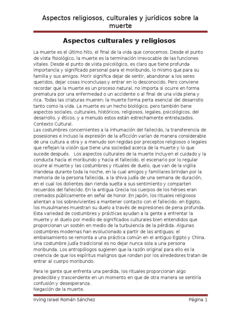 Aspectos Culturales y Religiosos | PDF | Muerte | Voluntad y testamento