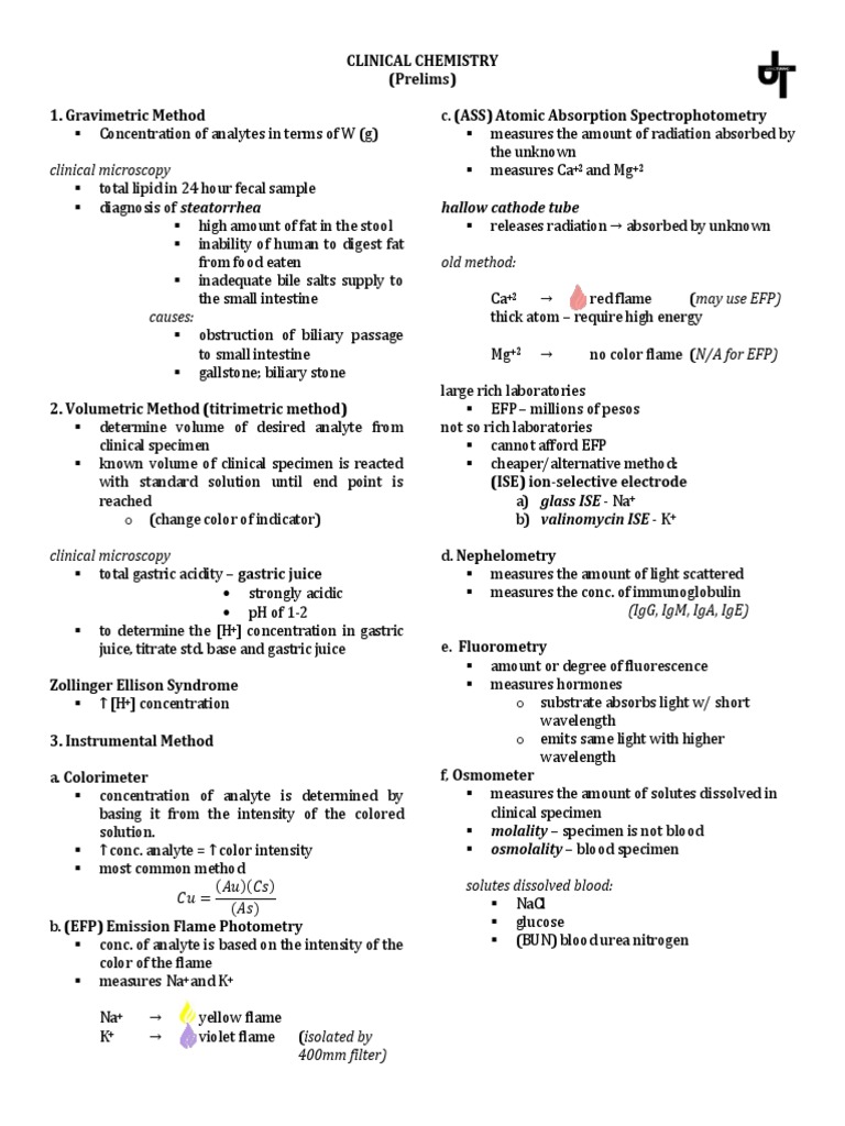 Clinical Chemistry (Lecture) - Prelims | PDF | Creatinine | Diabetes ...