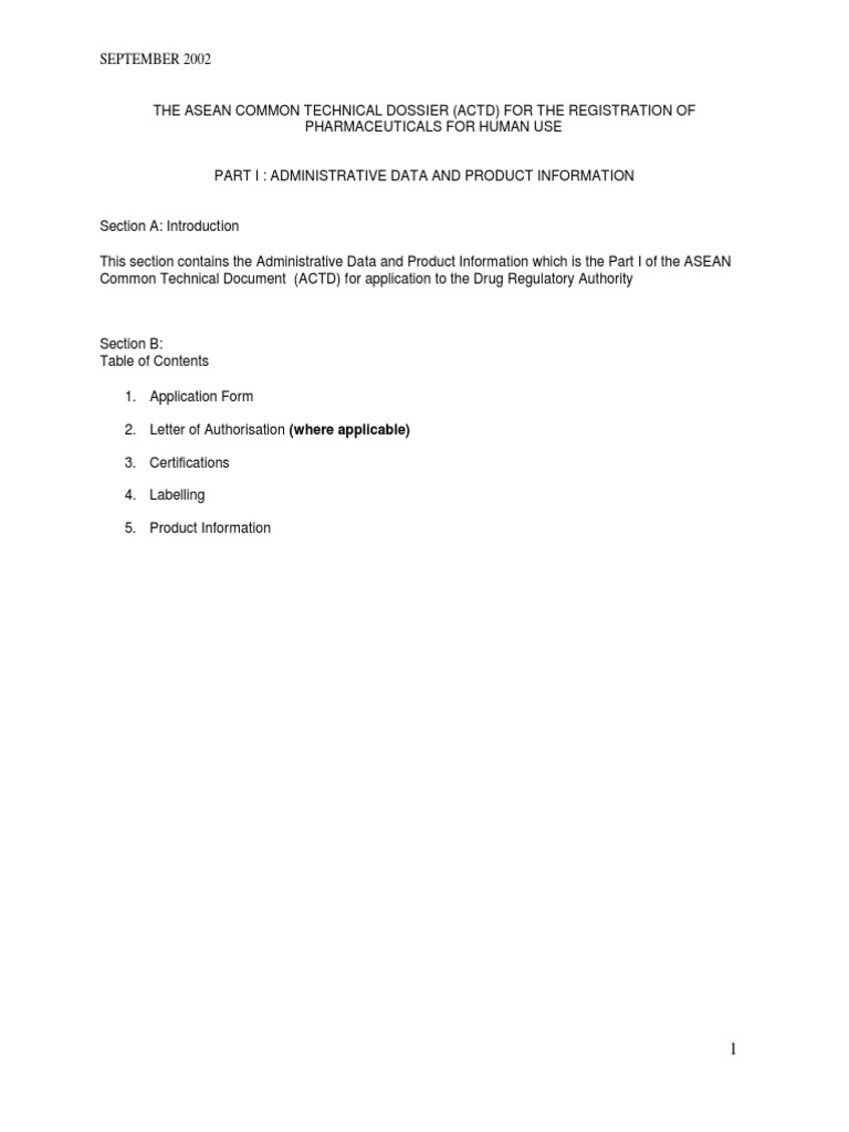 ACTD Format Part I | PDF | Pharmaceutical Drug | Shelf Life