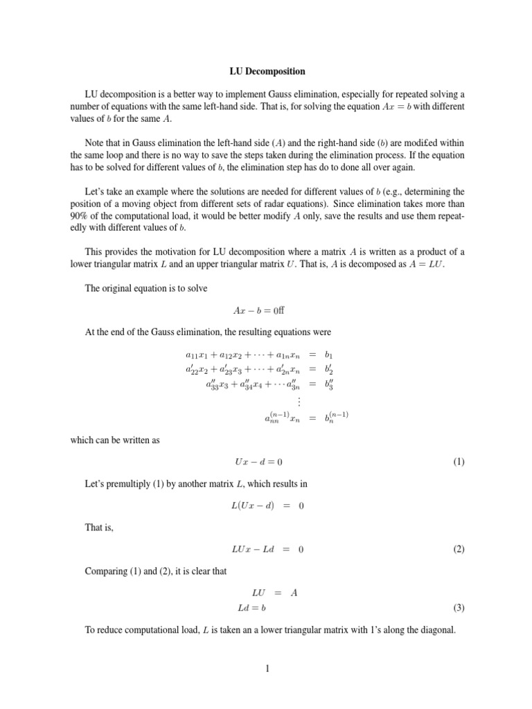 LU Decomp | PDF | Matrix (Mathematics) | Matrix Theory