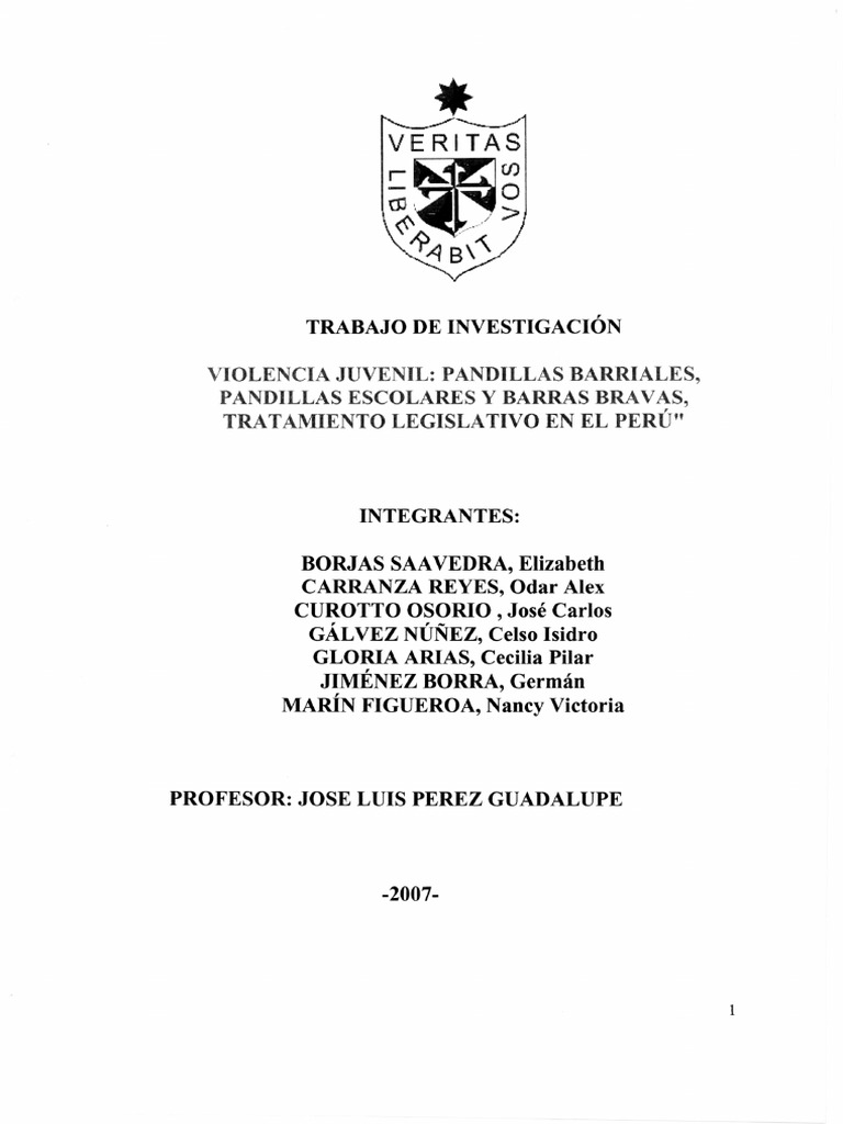 Violencia Juvenil Pandillas Barriales Pandillas - Escolares 2 ...