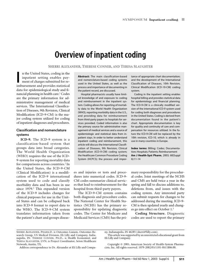 INPATIENT CODING.pdf | International Statistical Classification Of ...