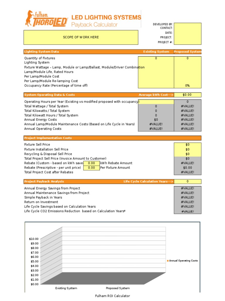 LED Savings Calculator v1b | PDF | Kilowatt Hour | Lighting
