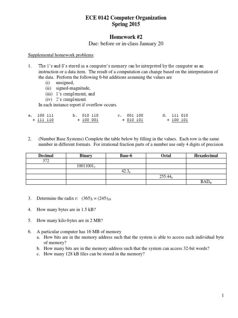 Computer Organization Homework | PDF