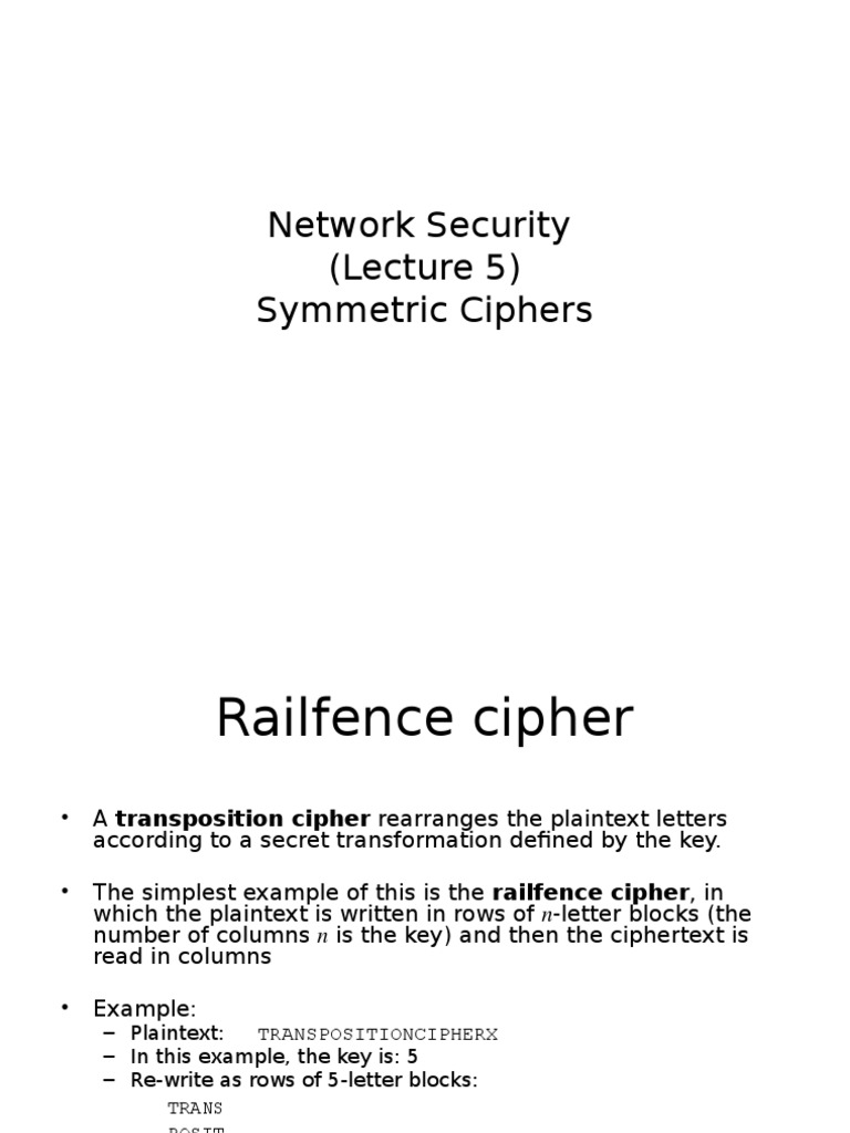 Network Security Lecture 5 Symmetric Ciphers Pdf Cipher Computer Security Exploits 