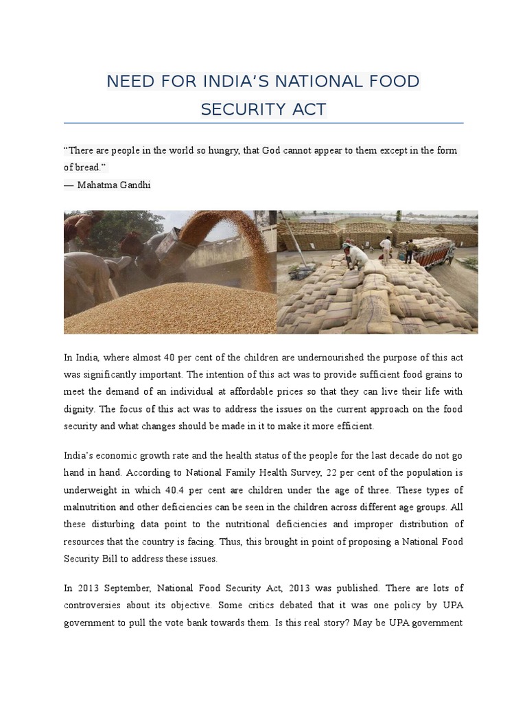 Food Security Act of India | Download Free PDF | Food Security ...