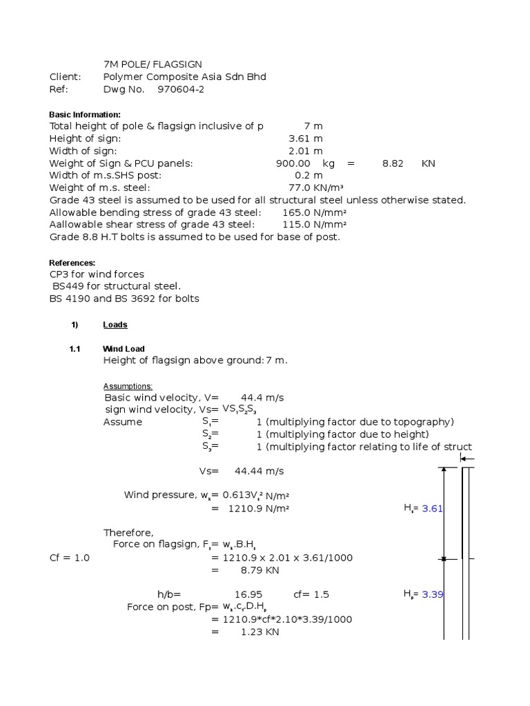 Design of Foundation For Highway Signs Under Good Soil Conditions | PDF ...
