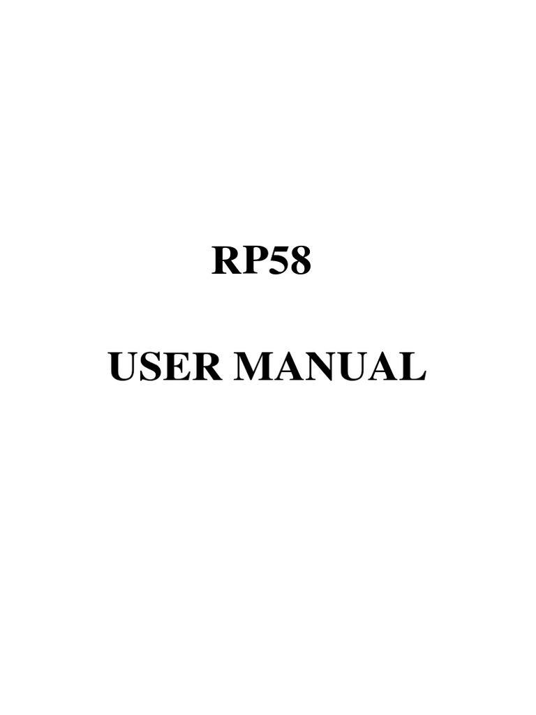 RP58 User Manual | PDF | Electrical Connector | Printer (Computing)