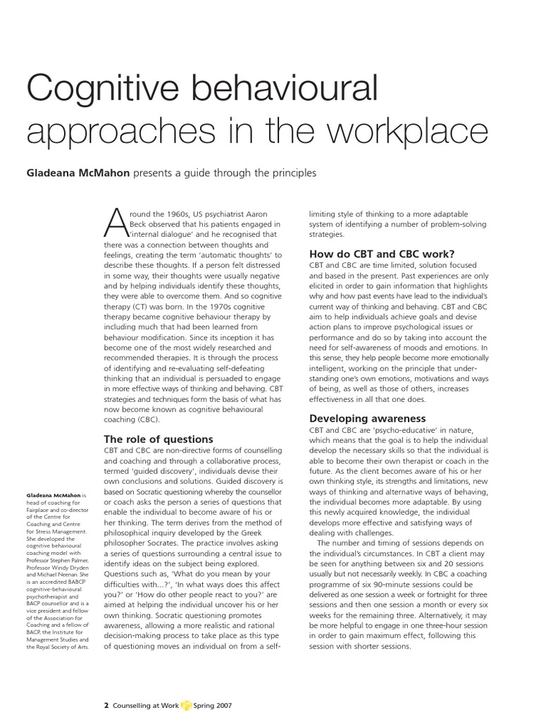 Cognitive Coaching for Professionals | PDF | Cognitive Behavioral ...
