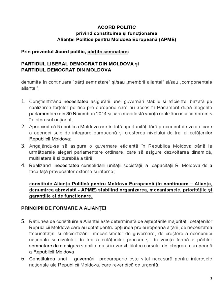 Acord Politic Apme | PDF
