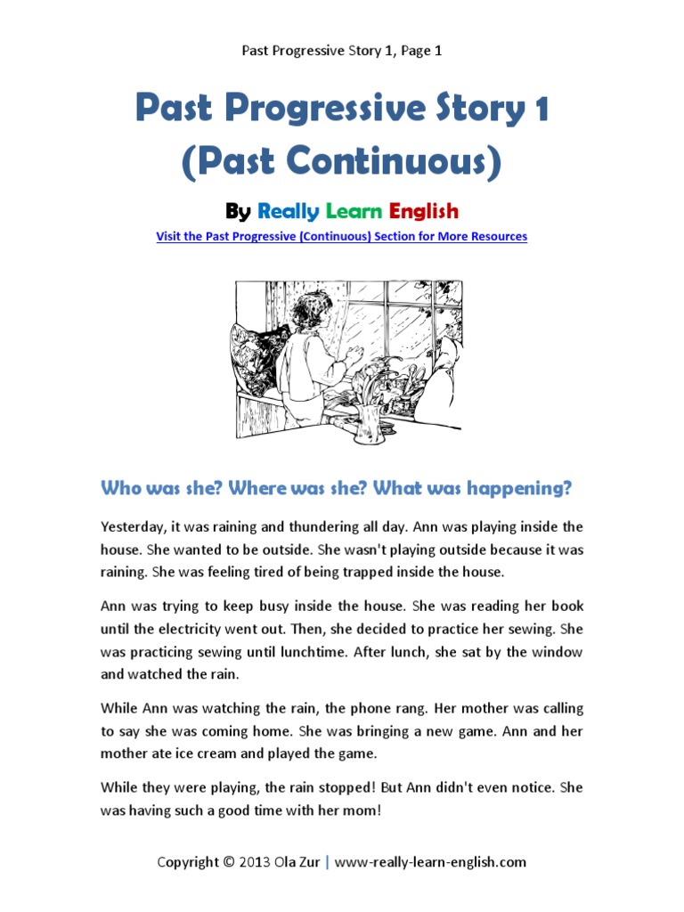 Past Progressive Story 1 PDF | PDF | Question | Grammar