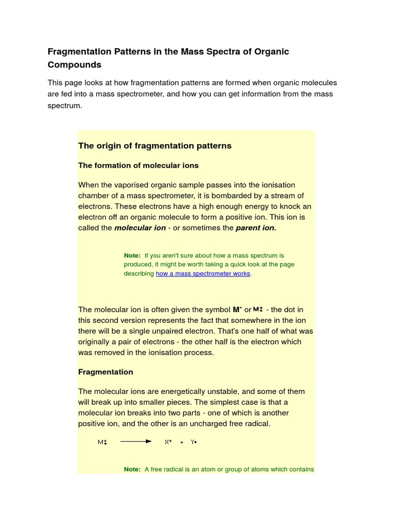 Mass Spectrometry Fragmentation Patterns | PDF | Infrared Spectroscopy ...