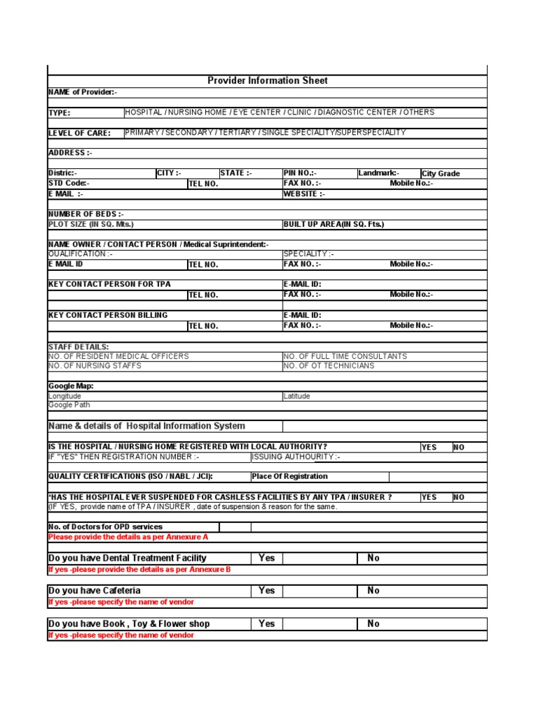 Hospital Provider Info Sheet | PDF | Law
