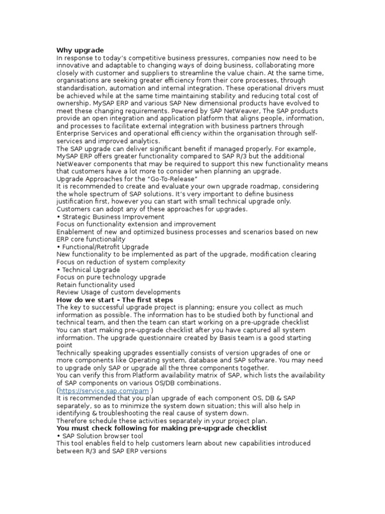 SAP Upgrade | PDF | Computing | Software