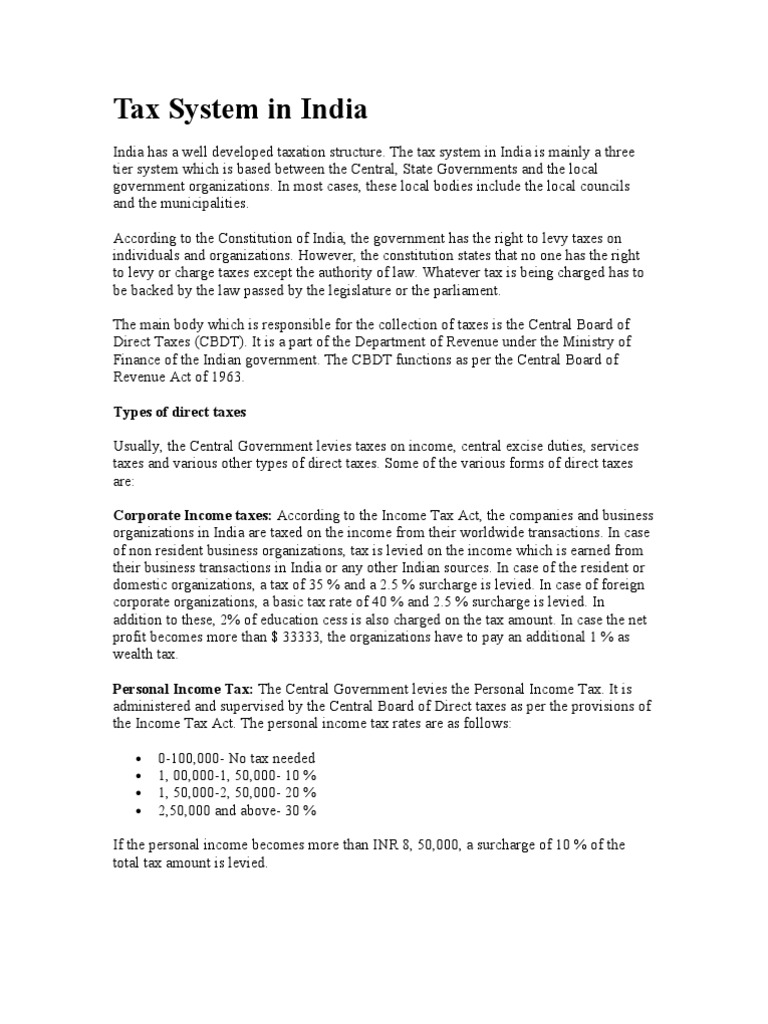 Tax System in India | PDF | Capital Gains Tax | Double Taxation